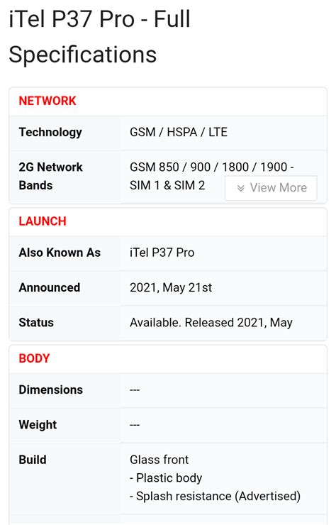 All You Need To Know About Itel P37 Pro Including Detailed Specs