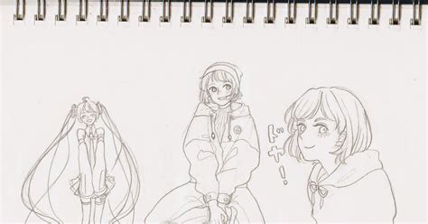 女の子 ミクさんと女の子線画 林檎屋ふじのイラスト Pixiv