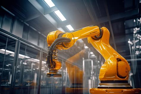 Robotic Arm In Factory Future Technology And Industrial Generative Ai Stock Illustration