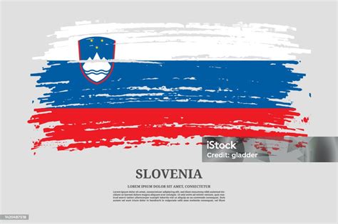 브러시 스트로크 효과와 정보 텍스트 포스터 벡터와 슬로베니아 국기 0명에 대한 스톡 벡터 아트 및 기타 이미지 0명 공휴일