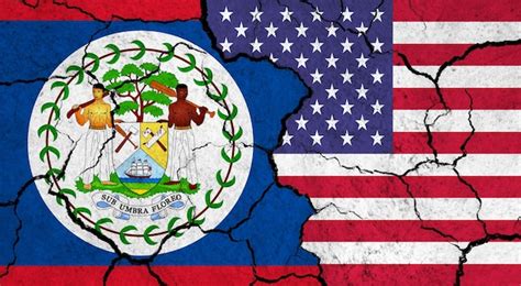 Premium Photo Flags Of Belize And Usa On Cracked Surface Politics