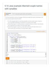 5 10 Java Example Married Couple Names With Variables Pdf 5 10 Java