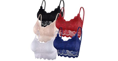 Lace Elegance Collection 5 Pcs Padded Deep V Bralettes Sexy Stylish