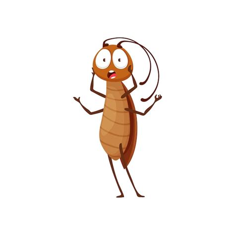 Premium Vector Cartoon Cockroach Character With Shocked Face