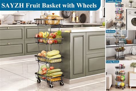 Kitchen Stackable Metal Wire Baskets With Wheels
