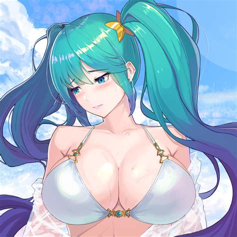 Rule 34 1girls Alternate Costume Arcade Series Arcade Sona Bikini Top Blue Eyes Blue Hair