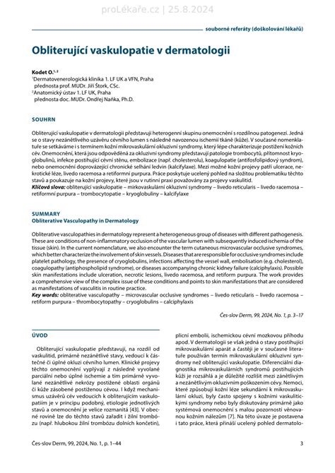 Pdf Obliterative Vasculopathy In Dermatology