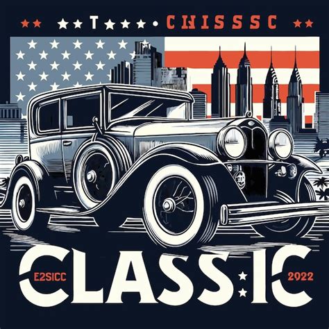 Classic Car Vintage Tshirt Design Vector Illustration Premium Ai