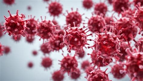 Premium Photo A Cluster Of Red Viruses In The Air
