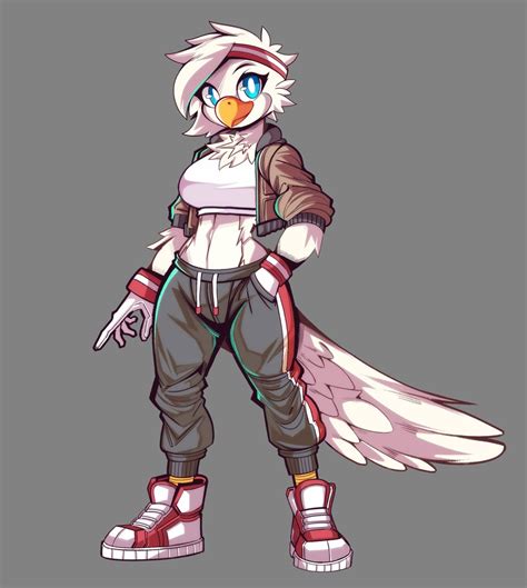 335106 Safe Artistgreshrage Bird Anthro Breasts Clothes Crop