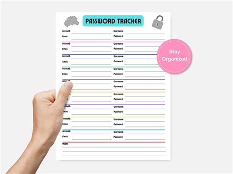 Printable Password Tracker Password Log Sheet Password Organizer Store Your Passwords Digital