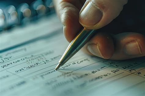 Premium Photo A Person Holding A Pen Over A Piece Of Paper