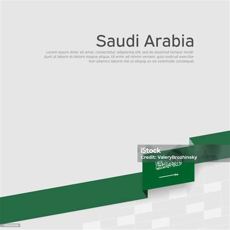 흰색 배경에 사우디 아라비아 플래그 색상 리본 사우디 아라비아 플래그 템플릿 비즈니스 소책자 애국 배너 커버 내셔널 포스터 벡터 플랫 디자인 0명에 대한 스톡 벡터 아트 및