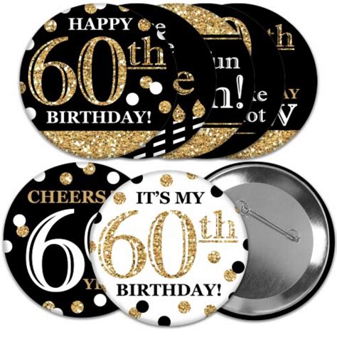 Big Dot Of Happiness Adult 60th Birthday Gold 3 Birthday Party Badge