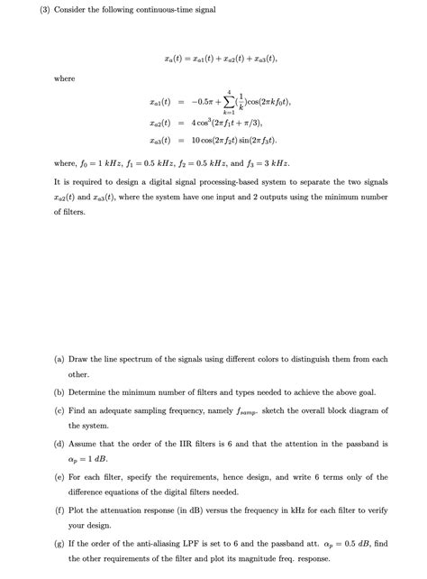 Solved 3 Consider The Following Continuous Time Signal [