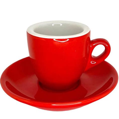 Espresso Tasse Extra Dickwandig Italienisches Design Rot Innen Weiß