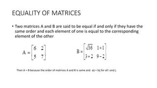 Matix And Types Of Matrix Ppt