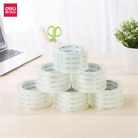 得力高透明封箱胶带大卷快递用宽6cm48cm打包高粘度不易断6卷装虎窝淘