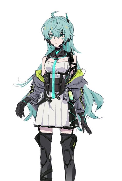 Safebooru 1girl Ahoge Aqua Eyes Aqua Hair Beizhi Coat Dress Grey Coat