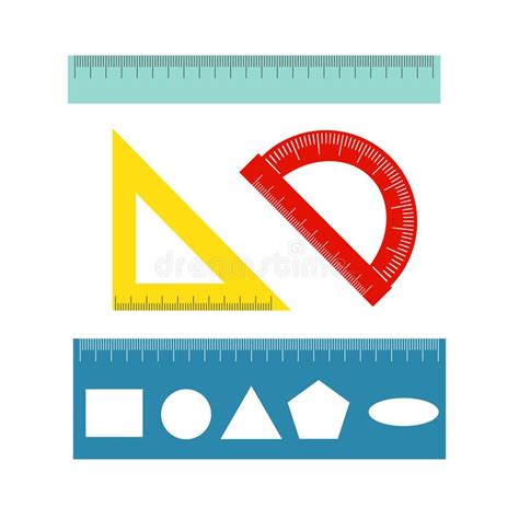 Rulers Triangles Protractor Vector Instruments On Wh Stock Vector Illustration Of