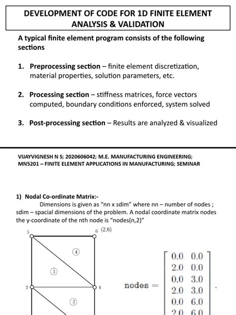 Development Of Code For 1d Fea Pdf Finite Element Method Matrix