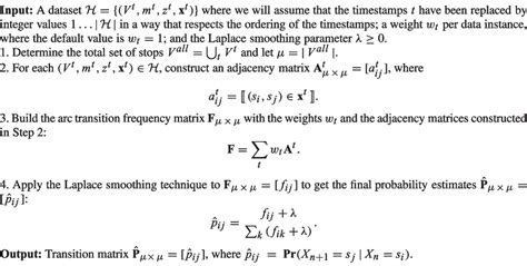 Estimating A First Order Transition Matrix From Historical Instances