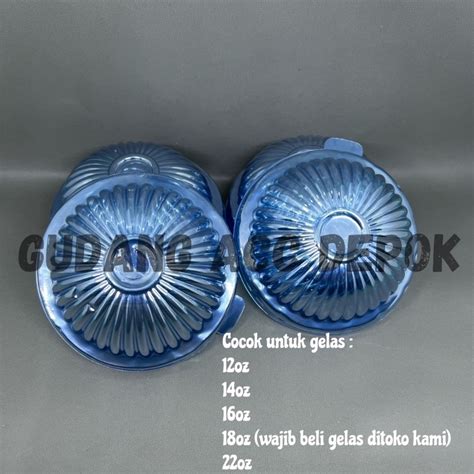 Jual TUTUP GELAS PLASTIK BENING CEMBUNG DATAR ULIR ISI 50 PCS TUTUP