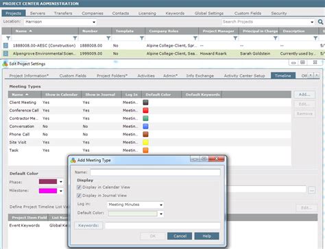 Newforma Project Center Eleventh Edition Help Add New Meeting Types