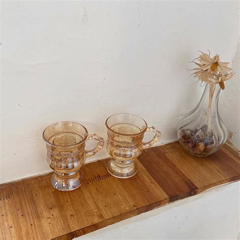 Tasse Mini En Relief En Verre Ambré Vintage Mode Vintage