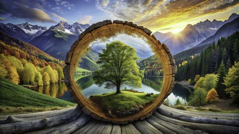 A Breathtaking Double Exposure Nature S Elements Merge With A Tree