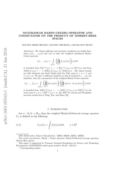Pdf Multilinear Hardy Ces`aro Operator And Commutator On The Product Of Morrey Herz Spaces