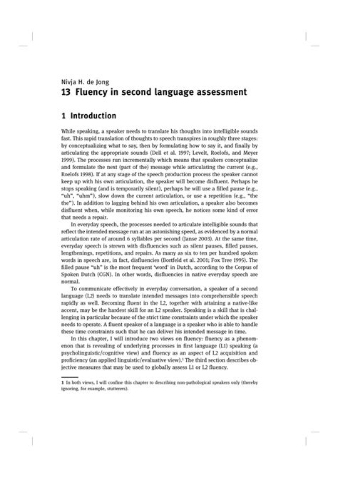 Pdf Fluency In Second Language Assessment