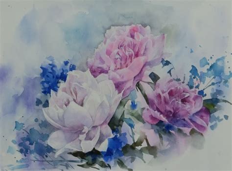 教室でのデモ。 Shinya Takanezawa Watercolors
