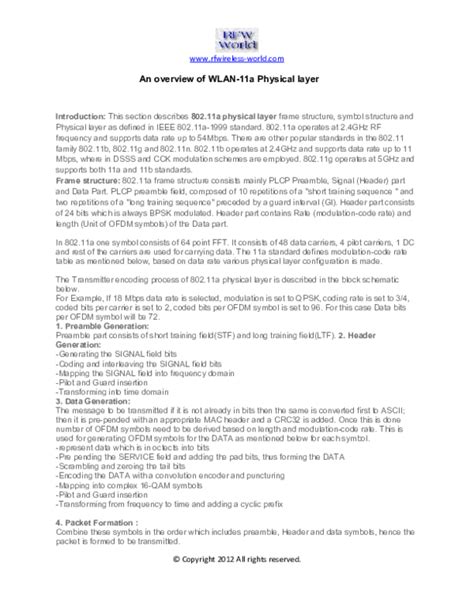 pdf physical layer implementation using ieee 802 11a wlan standard