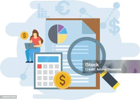 소녀는 차트 보고서 작업을 하고 돋보기로 무언가를 찾습니다 개념에 대한 스톡 벡터 아트 및 기타 이미지 개념 검색 경제 Istock