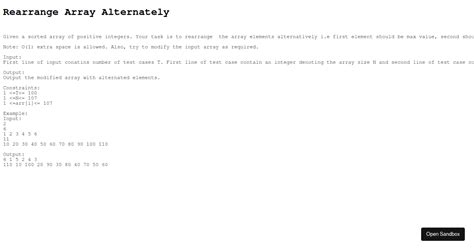 Rearrange Array Alternately Codesandbox