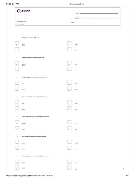 Sentence Analysis Pdf Subject Grammar Cognitive Science