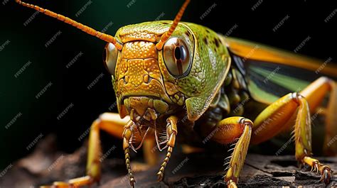 Premium Ai Image Extreme Macro Grasshopper Side View