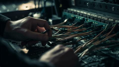 Expert Technician Installing Computer Equipment For Global
