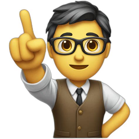 Nerd Emoji Holding Pointer Finger Up Emoji Ai Emoji Generator