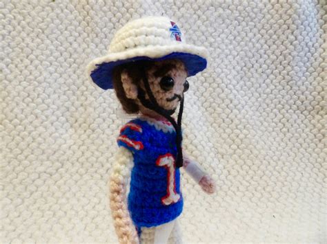 Crochet Buffalo Bills Josh Allen Doll Wearing Hat Custom Personalized