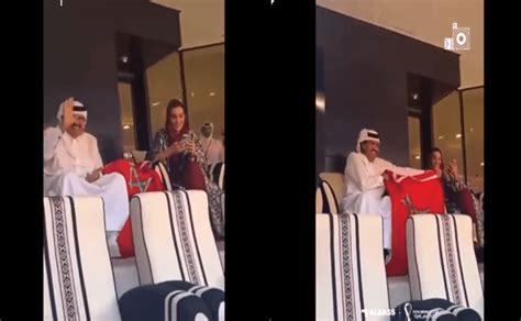 جريدة عبّرأمير قطر الوالد وزوجته ساندا أسود الأطلس في مباراته ضد كرواتيا