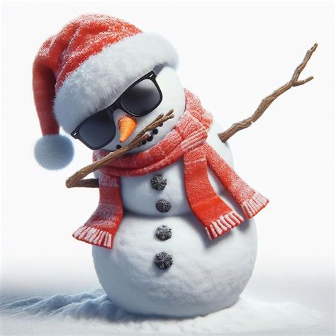Premium Ai Image Snowman Wearing A Santa Hat And Sunglasses Doing The