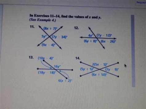 solved request in exercises 11 14 find the values of x and
