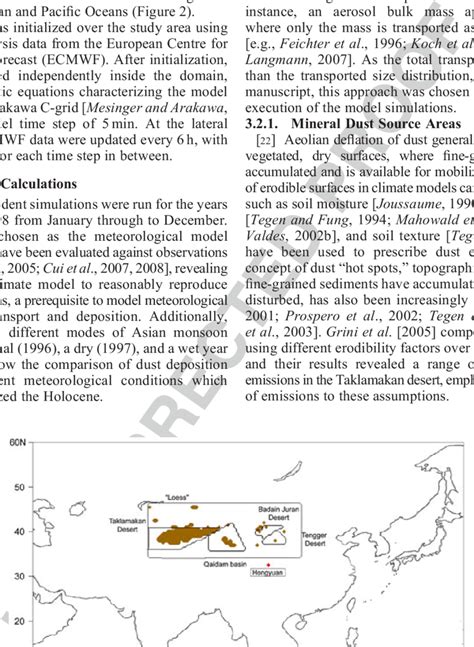 Surface Areas Available For Dust Emissions Prescribed In The Model