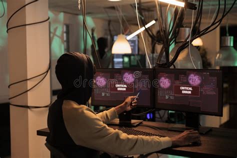 Cyberattack Alert Message On Computer Screen Hacker Stealing Password