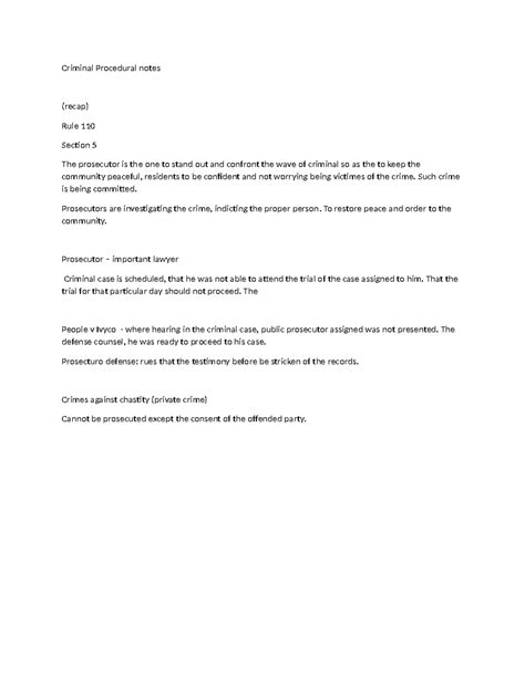 Criminal Procedural Notes 1 Criminal Procedural Notes Recap Rule