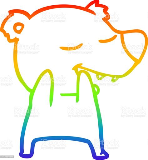 Dessin Au Trait Dégradé Arcenciel Dun Ours De Dessin Animé Vecteurs