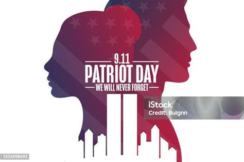 애국자의 날 911 우리는 결코 잊지 않을 것입니다 배경 배너 카드 텍스트 비문이있는 포스터용 템플릿 벡터 Eps10 그림입니다 로고에 대한 스톡 벡터 아트 및 기타 이미지