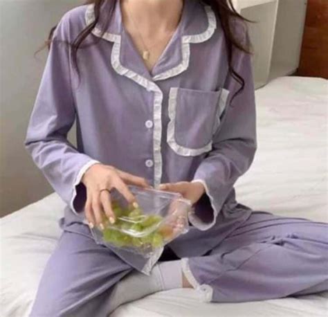 ညဝတ် လက်ရှည် ဘောင်ဘီရှည် အနားတွန့်🤎 Yati Lay May May